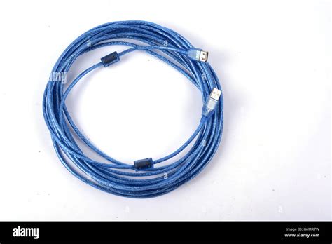 Blue USB Cable Isolated Stock Photo Alamy