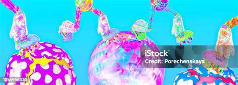 미니멀 한 양식에 일치시키는 콜라주 배너 아트3d 재미있는 캐릭터 롤러 백 80 년대 파티 개념 배경 디자인에 대한 스톡 사진 및 기타 이미지 Istock