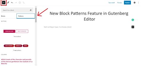 new block patterns feature in gutenberg editor devotepress