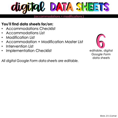 Accommodations Modifications Iep Data Forms Editable Data Sheets