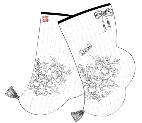 창작 도안 모란 석류 연꽃 들꽃버선 나비 그림 전통 자수 한국 공예