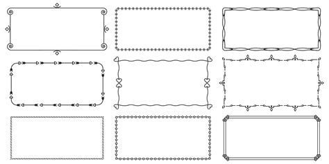 Decorative Simple Line Frames Simple Line Borders With Geometric Shapes And Curls Frame Blank