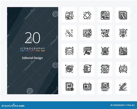 20 Editorial Design Outline Icon For Presentation Stock Vector Illustration Of Pencil