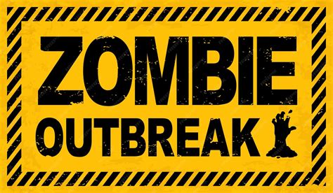Premium Vector Zombie Outbreak Warning Caution For Halloween Monster Apocalypse Cartoon Vector