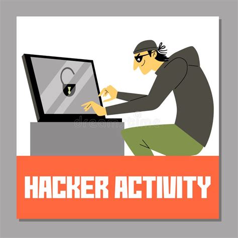 Hacker Activity Banner With Hacker Cracked Pc Password Flat Vector