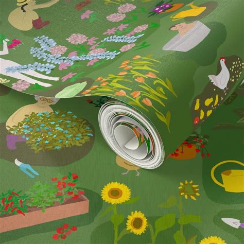 Naked Gardening Wallpaper Spoonflower