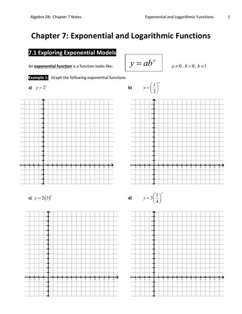 Exponential Functions Worksheet With Answers Pdf Algebra 1 At Melania