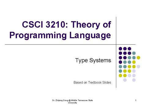 Csci 3210 Theory Of Programming Language Type Systems