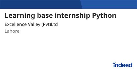 Learning Base Internship Python Lahore