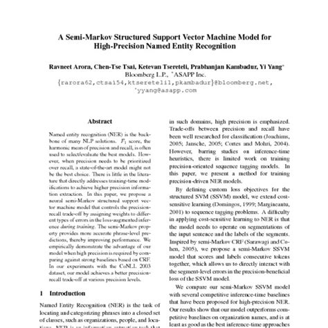 A Semi Markov Structured Support Vector Machine Model For High Precision Named Entity