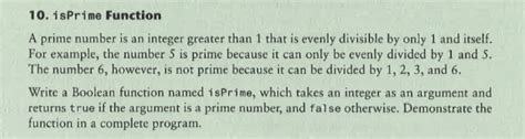 Solved 10 Isprime Function A Prime Number Is An Integer