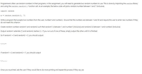 Solved Programmers Often Use Random Numbers In Their