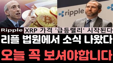 리플전망 리플 법원측에서 새로운 소식이 나왔다 본격적인 Xrp 폭등랠리 시작한다 오늘 영상은 꼭 보셔야합니다 리플전망