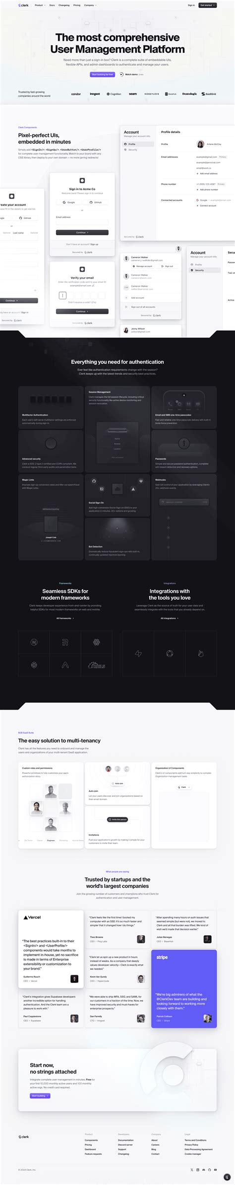 Clerk Page Saas Landing Page