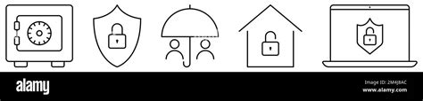 Safety And Protection Line Icon Set Symbol For Website Design Logo App Ui Vector