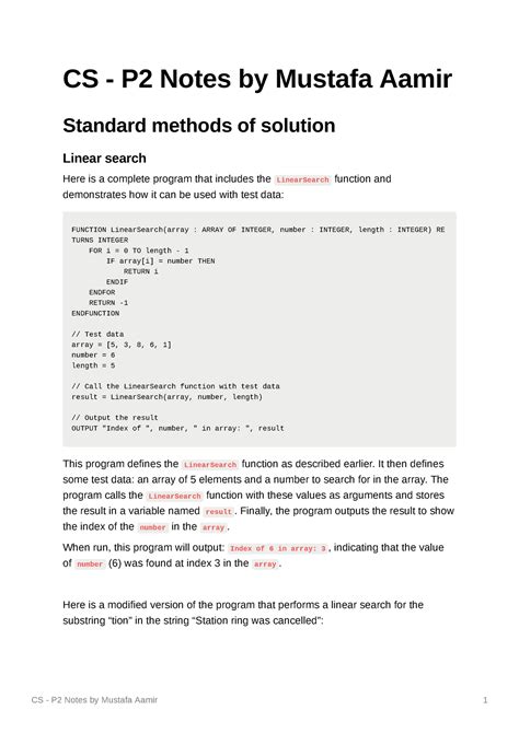 Cs P2 Notes It Then Defines Some Test Data An Array Of 5 Elements