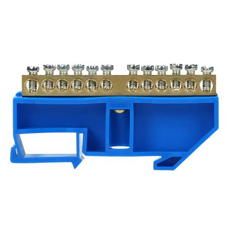 Distribution Brass Busbar N 12 Wires Blue