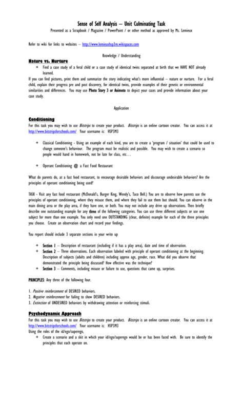 Sense Of Self Analysis