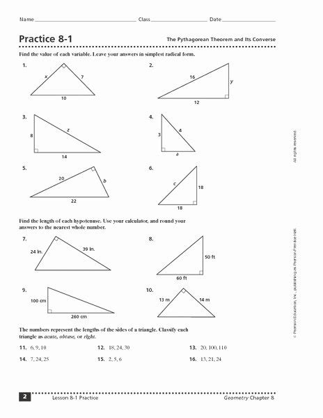 Pythagorean Theorem Worksheet Answer Key Chessmuseum Template Library