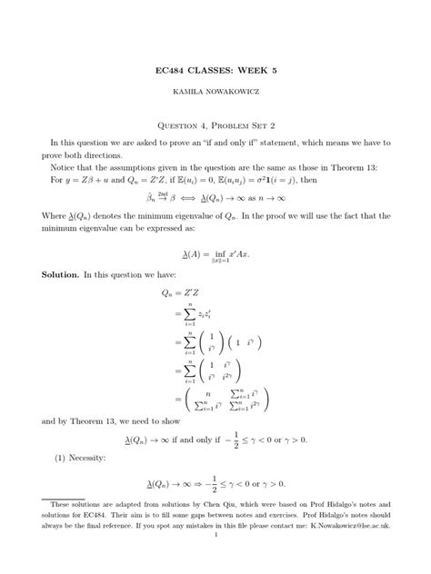 Econometric Analysis Mt Official Problem Set Solution 4 Pdf Eigenvalues And Eigenvectors