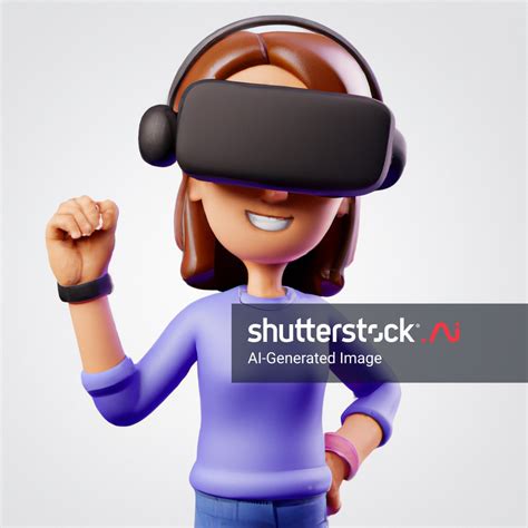 Cartoon Character Woman Vr Glasses Concept Ai Generated Image