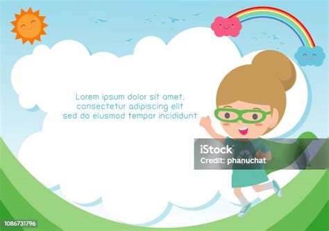 배경 광고 브로셔 당신의 텍스트 귀여운 작은 슈퍼 히어로 어린이 아이 아이 프레임과 프레임 벡터 일러스트 레이 션에 대 한 서식 파일에 슈퍼 히어로 아이 광고에 대한 스톡