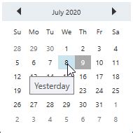 Date Selection In WPF Calendar Control Syncfusion