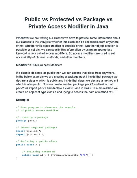 Public Vs Protected Vs Package Vs Private Access Modifier In Java We