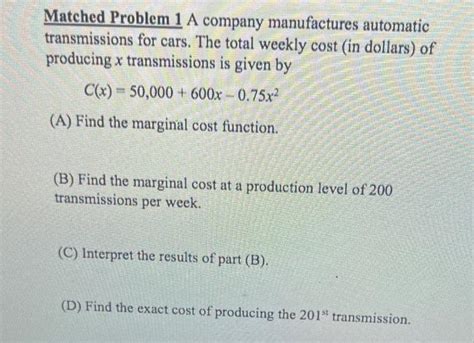 Solved Matched Problem A Company Manufactures Automatic Chegg Com