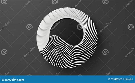 Illustration 3d Model Minimal Circular Icon With Abstract Line Patterns Forming A Sphere Stock