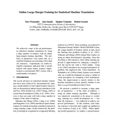 Online Large Margin Training For Statistical Machine Translation Acl