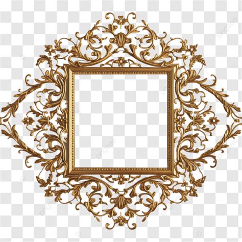 꽃무늬 디테일이 있는 화려한 금색 액자 액자 ~와 함께 꽃무늬 디테일 Png 일러스트 및 이미지 에 대한 무료 다운로드 Pngtree