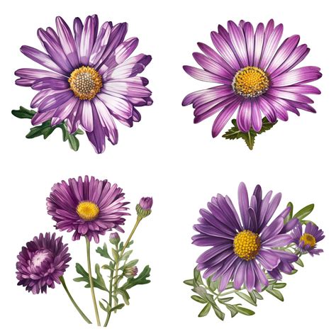 Purple Daisy Clipart 24 High Quality S Digital Download