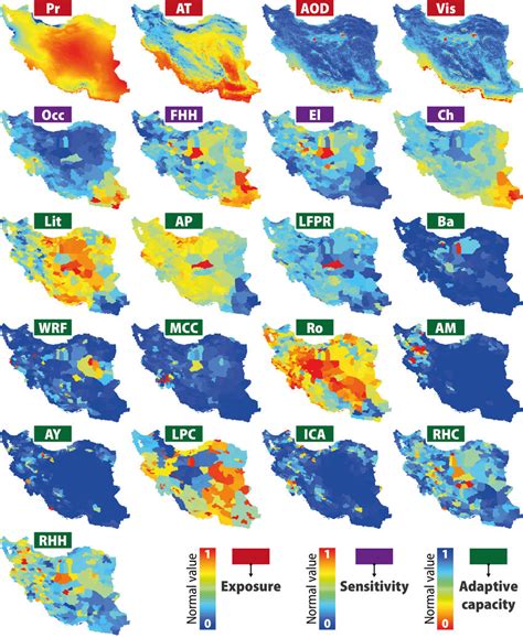 normalized indicators of exposure sensitivity and adaptive capacity