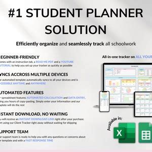 Babe Planner W Assignment Tracker Academic Planner Google Sheets Excel Task Tracker To Do