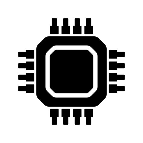 Electronic Chip Vector Icon Isolated On White Background Computer Chip