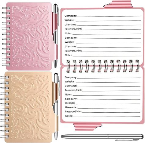 2 Pack Portable Password Notebook Password Organizer Notebook Elegant Pattern Password Book