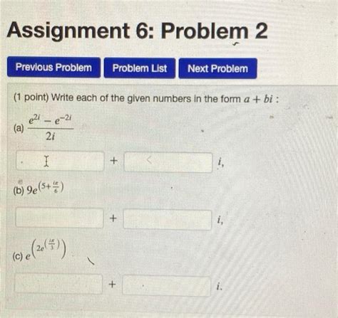 Solved Assignment 6 Problem 2 Previous Problem Problem List