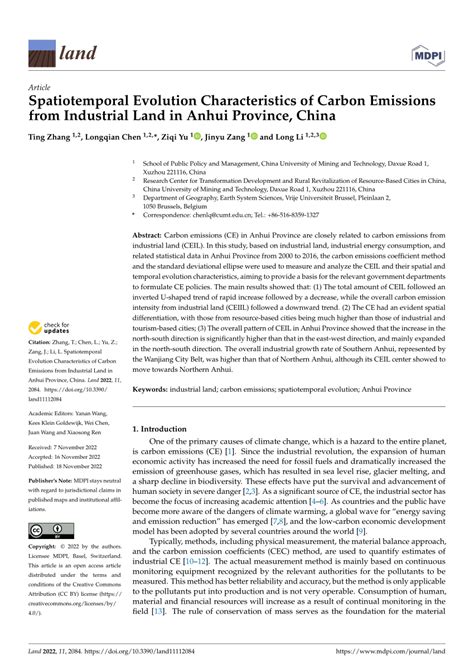 Pdf Spatiotemporal Evolution Characteristics Of Carbon Emissions From