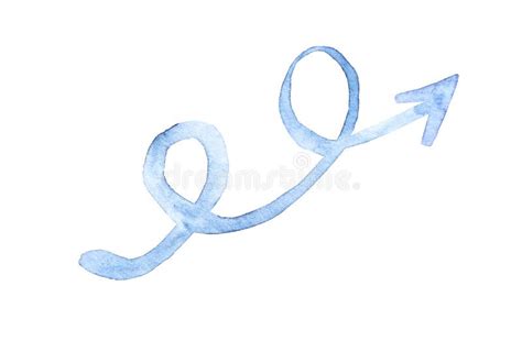Blue Watercolor Swirl Arrow With Loop Design On White Background For Blue Watercolor Swirl Arrow With Loop Design On White Background For