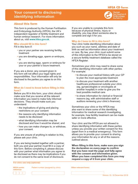 Hfea Consent Form For Fertility Treatment Pdf Informed Consent