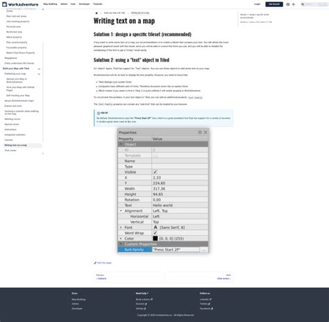 Writing Text On A Map Workadventure Documentation Pdf Typefaces