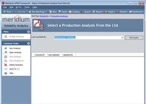 Creating A Production Analysis From A Query Or Dataset