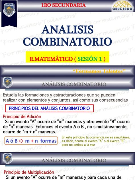 1°año Rm S1 Análisis Combinatorio B4 Pdf Combinatoria