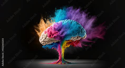 Concept Art Of A Human Brain Exploding With Knowledge And Creativity Generative Ai Stock
