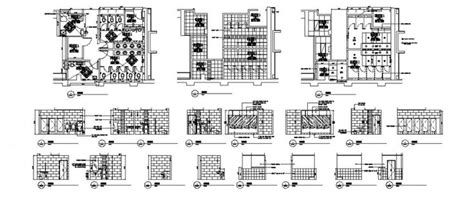 Public Sanitary Toilet Detail Section And Plan 2d View Cad Block Layout