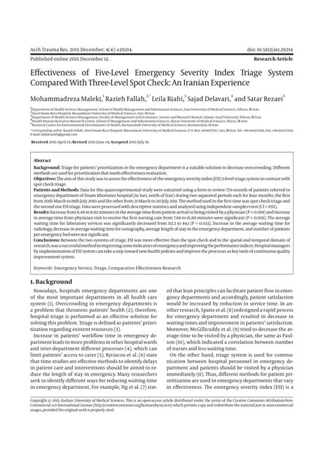 Pdf Effectiveness Of Five Level Emergency Severity Index Triage System Compared With Three