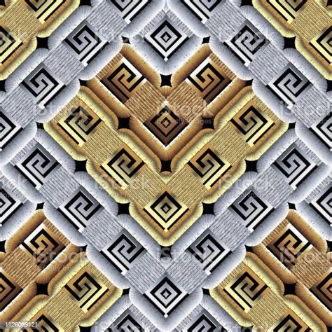 화려한 기하학적 3d 그리스 벡터 완벽 한 패턴입니다 타일된 장식 표면 배경입니다 고급 스러운 질감된 배경을 반복 합니다 그리스 키 조용히 고 대 장식입니다 3d 배경