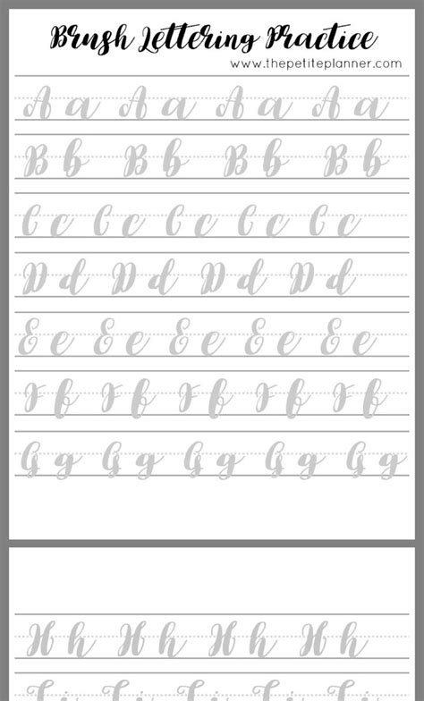 Basic Modern Calligraphy Practice Sheets Lowercase Alphabet