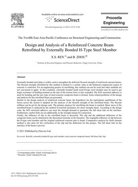 Pdf Design And Analysis Of A Reinforced Concrete Beam Retrofitted By